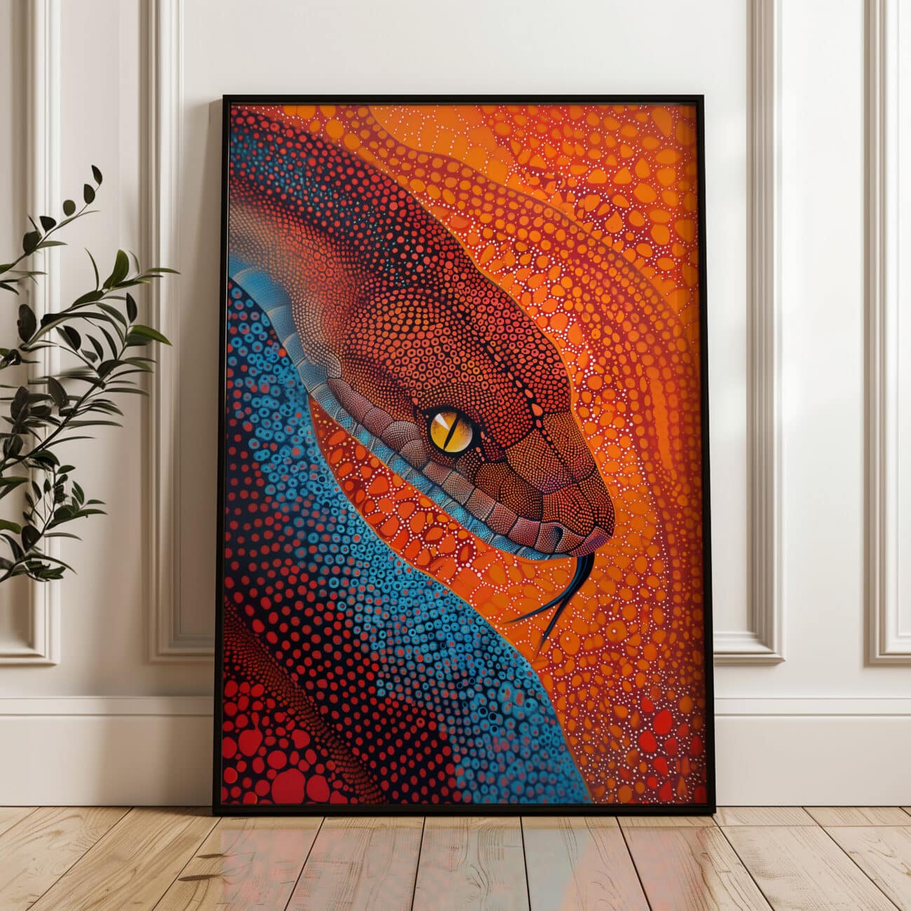 Bright Aboriginal Serpent Print – Rainbow Dreamtime Art