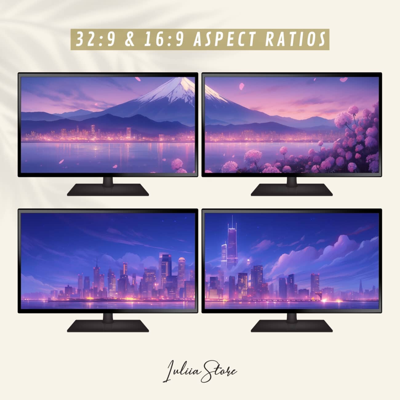 Neon Landscape Dual Monitor Wallpaper, Extended Backgrounds
