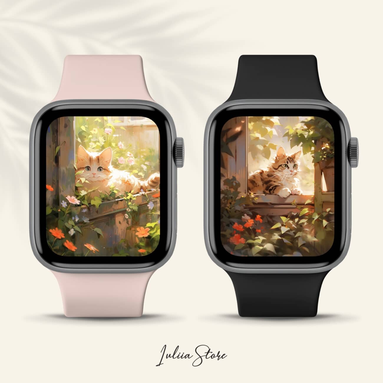 Buy Cat and Plants Wallpapers for iWatch Face, Cute iWatch Face Cover ...