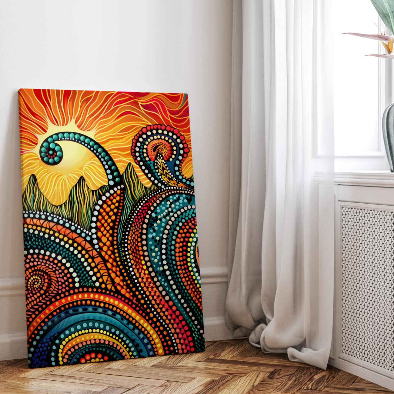 Indigenous Flower Meadow Canvas – Aboriginal Art Print