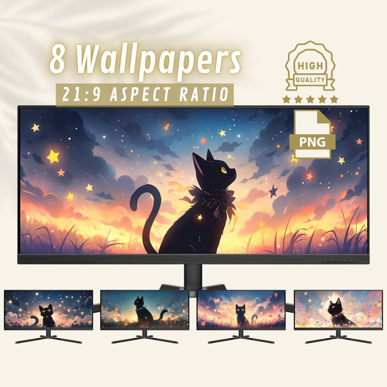 Buy Ultrawide Screen Wallpaper, Cat in Pastel Twilight 4k Ultra HD ...
