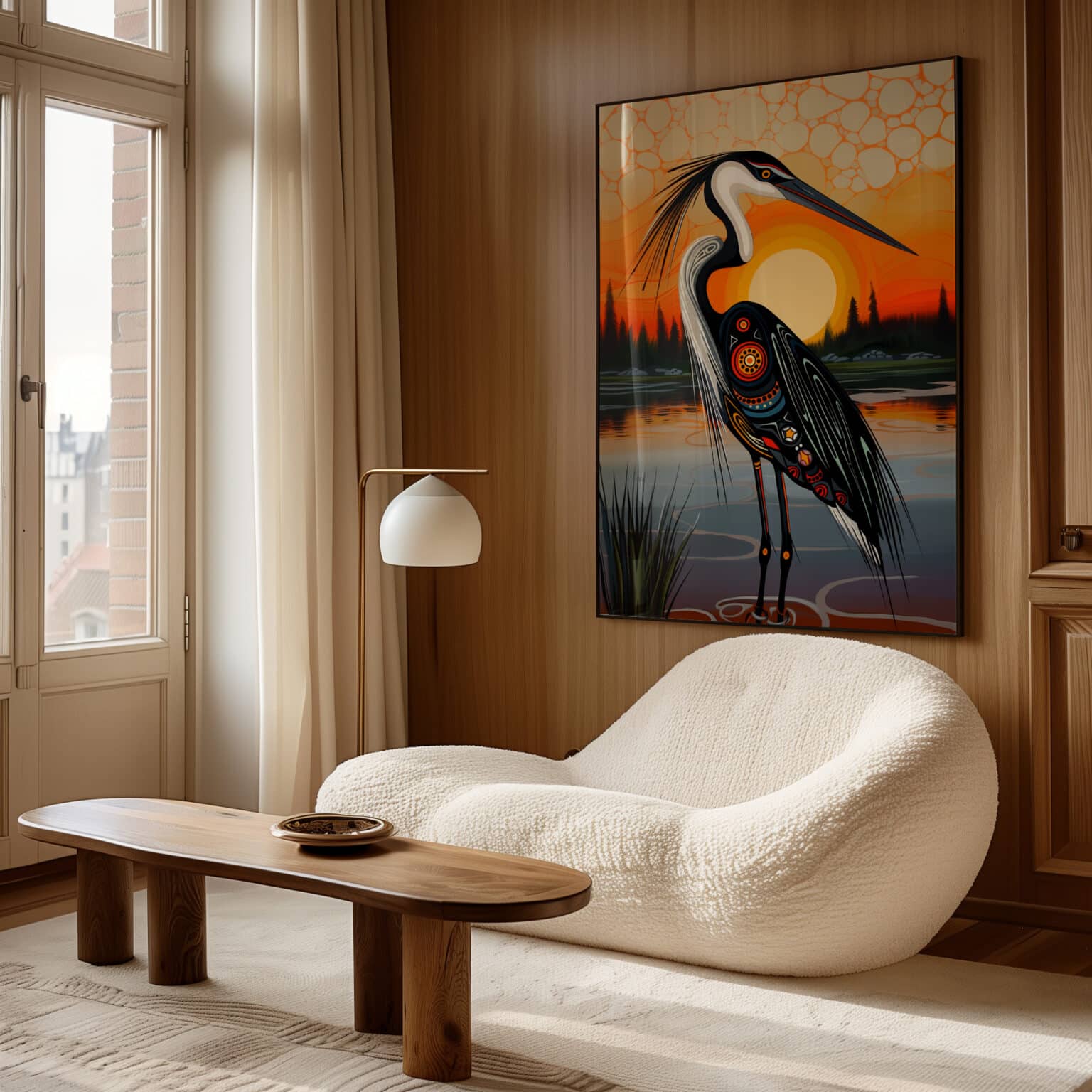 Colorful Heron Canvas – Indigenous Canadian Inspired Art