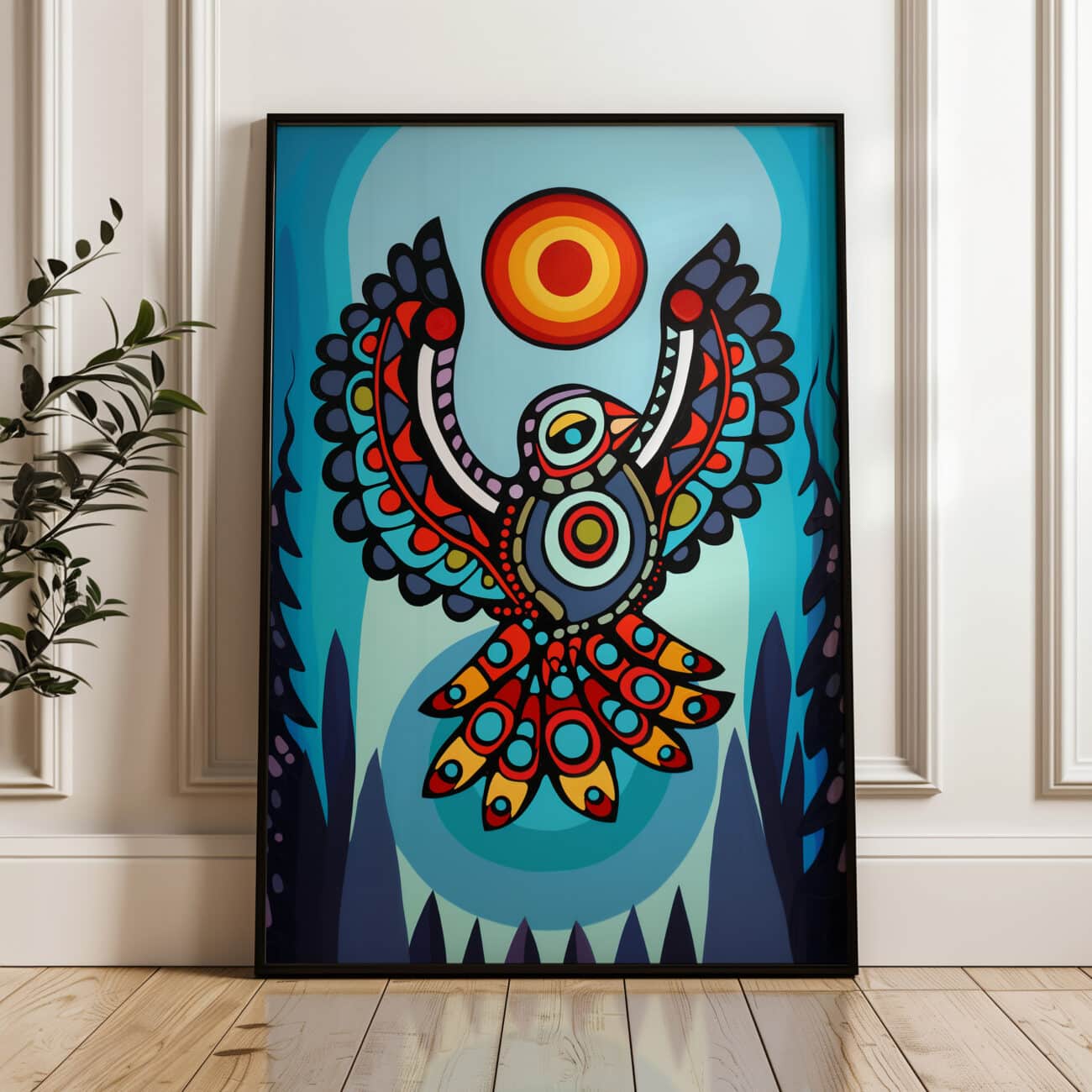 Colorful Eagle & Sun Wall Art – Aboriginal Inspired Design