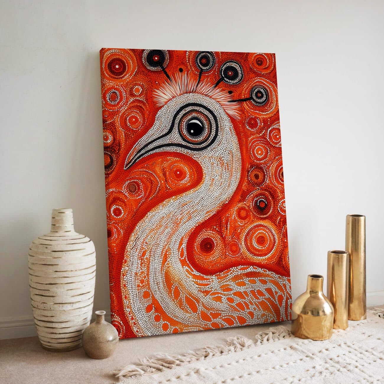 Aboriginal Emu Spirit Canvas – Dreamtime Wall Art
