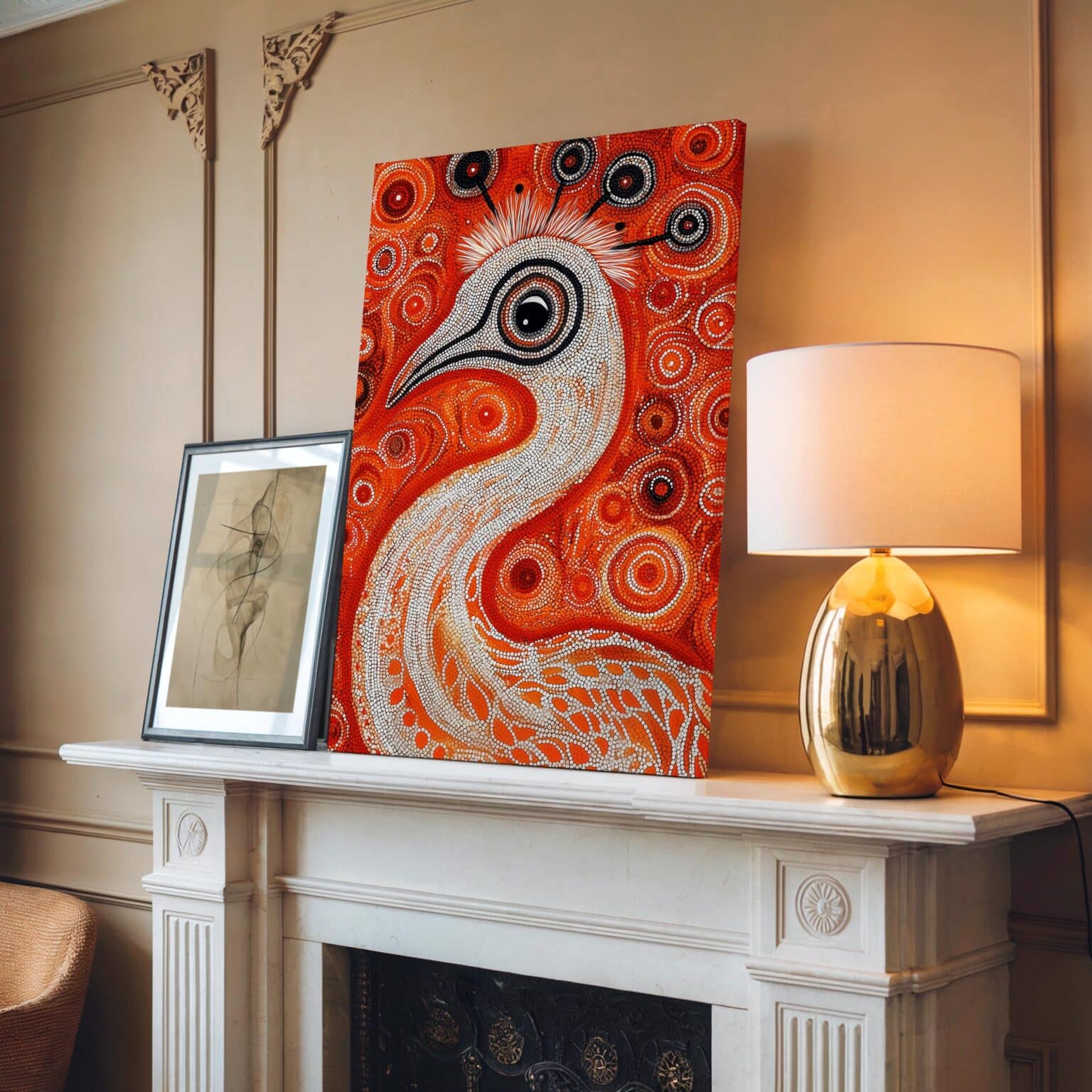 Aboriginal Emu Spirit Canvas – Dreamtime Wall Art