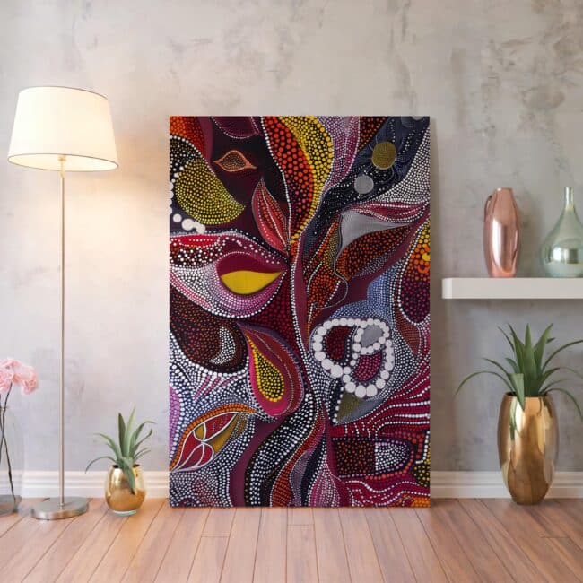 Aboriginal Abstract Floral Canvas – Dreamtime Botanical Art