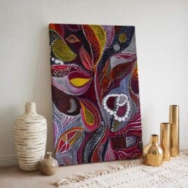 Aboriginal Abstract Floral Canvas – Dreamtime Botanical Art