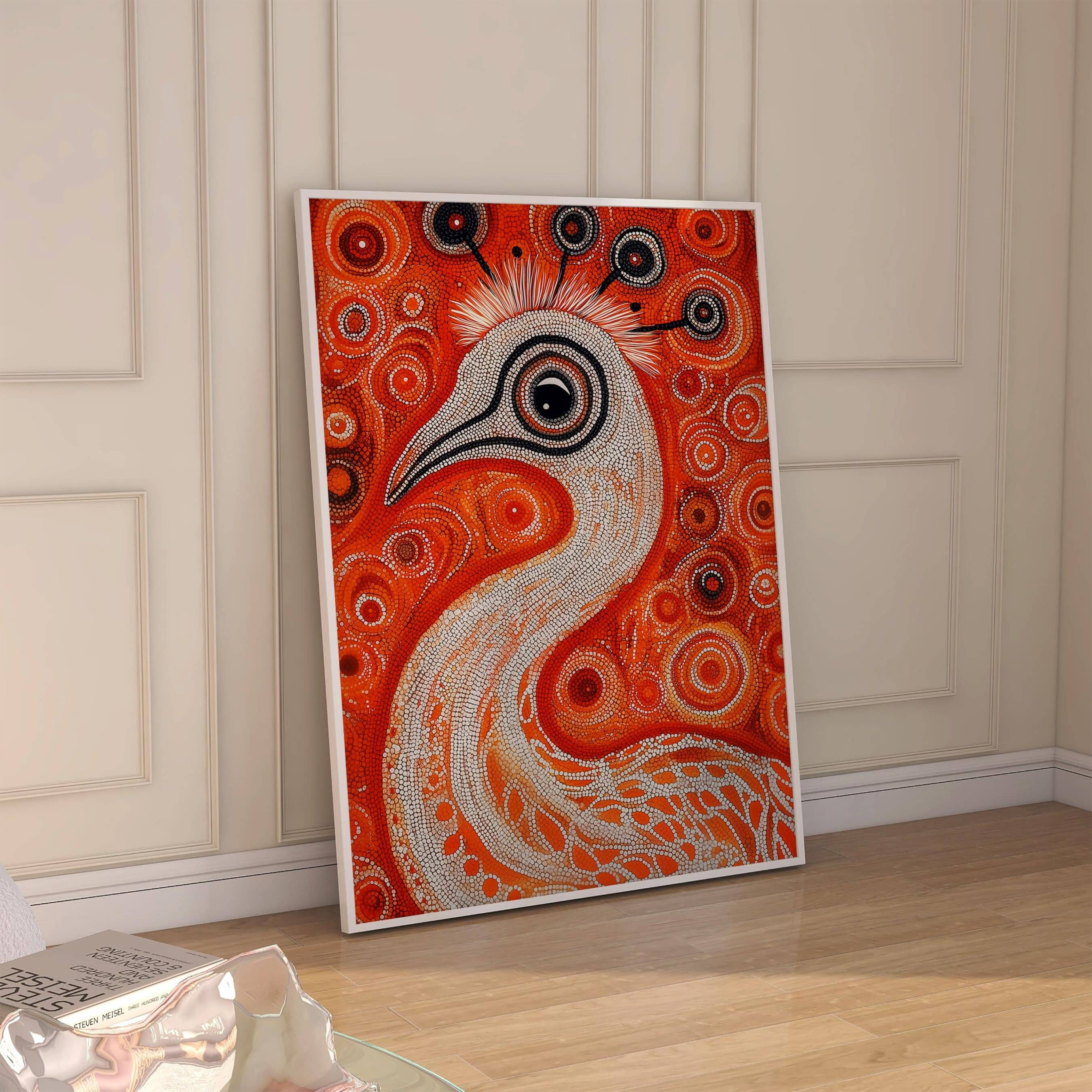 Whimsical Emu Bird Print – Aboriginal Dot Poster