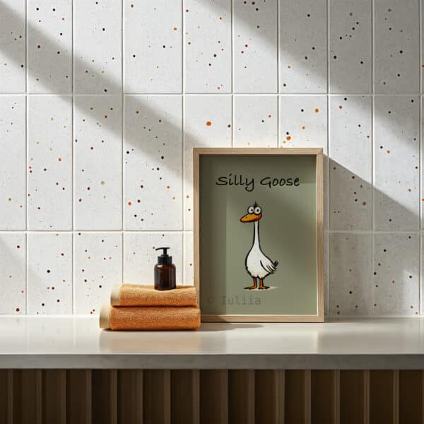 Funny Silly Goose Wall Art Print – Sage Green Dopamine Decor