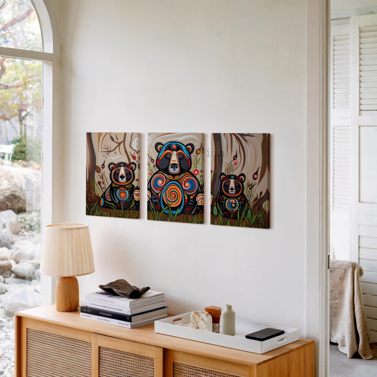 Canadian Indigenous Bear Canvas Wall Art – Set of 3 \ Print