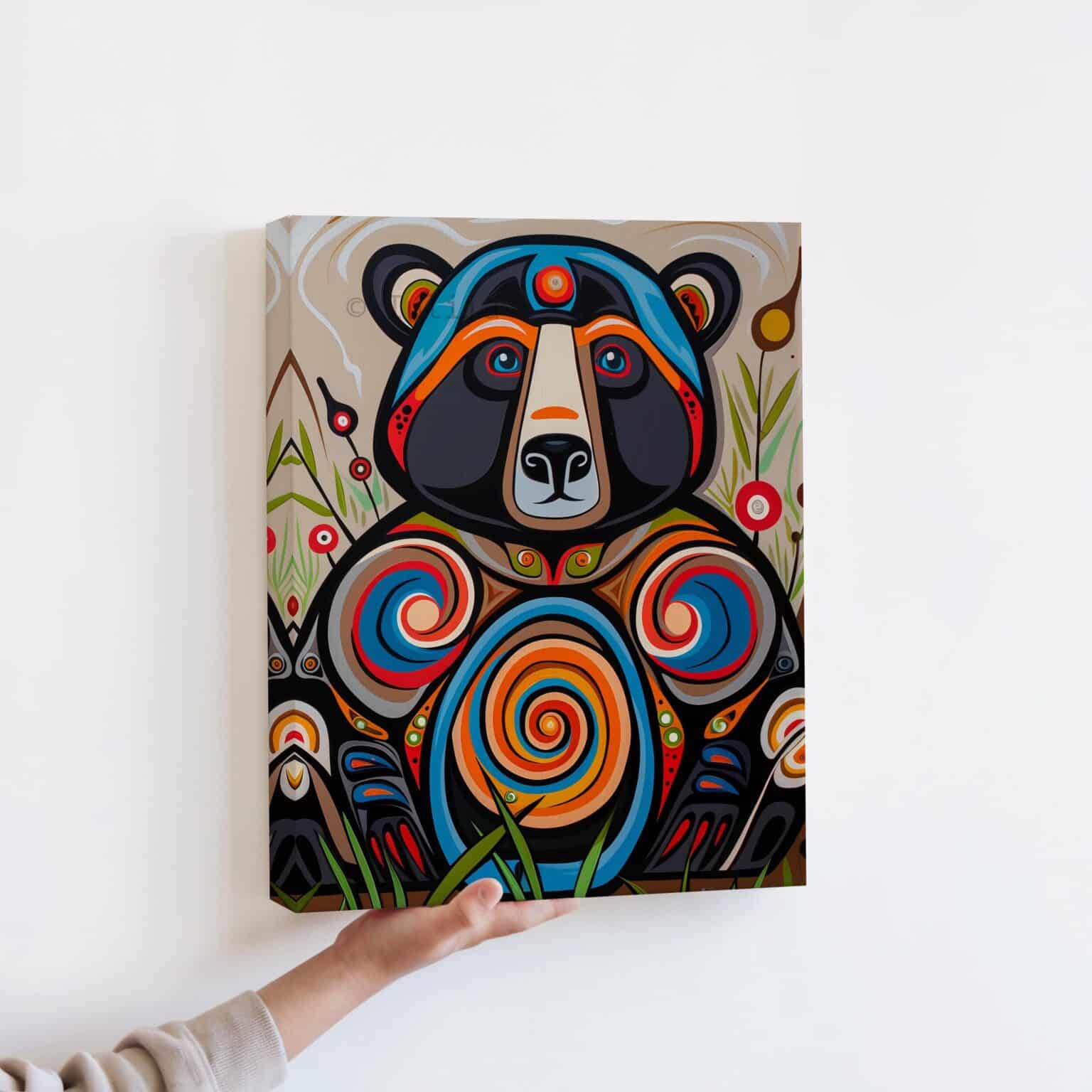 Canadian Indigenous Bear Canvas Wall Art – Set of 3 \ Print