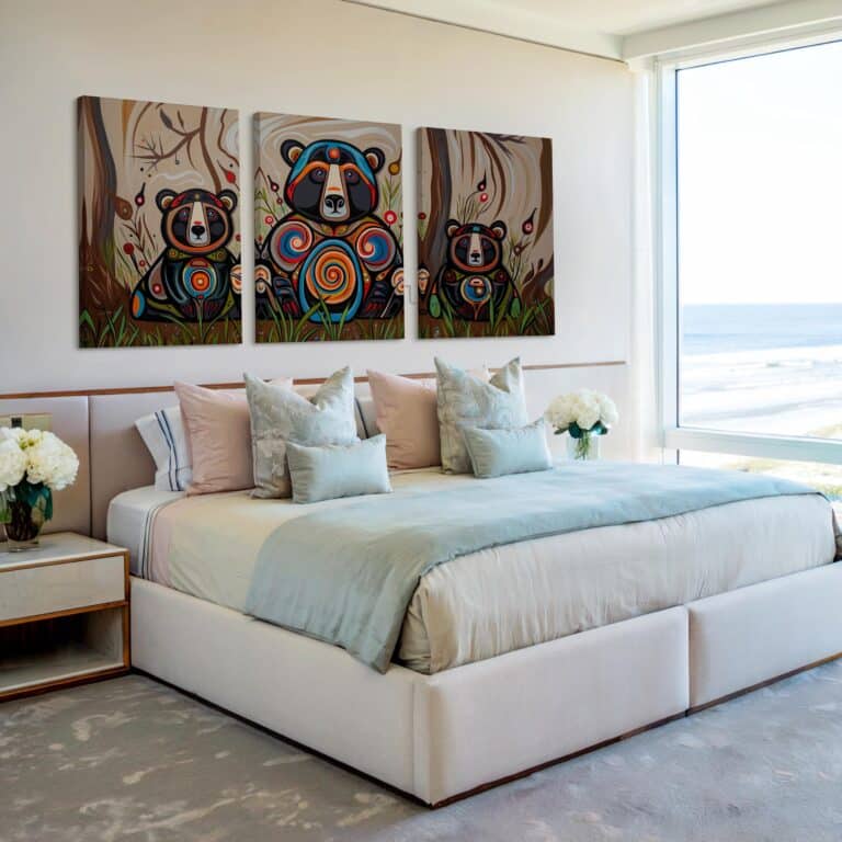 Canadian Indigenous Bear Canvas Wall Art – Set of 3 \ Print